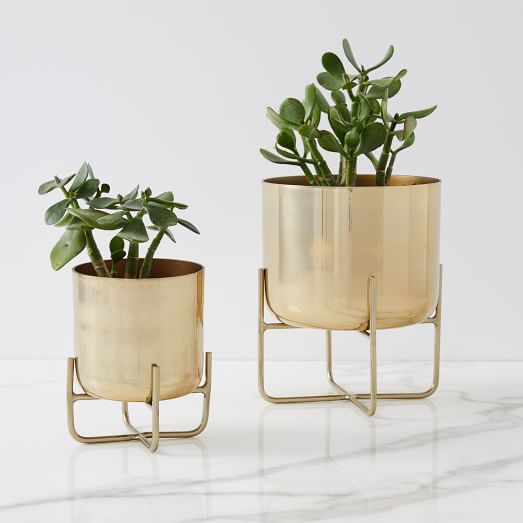 Spun Metal Standing Planters | West Elm