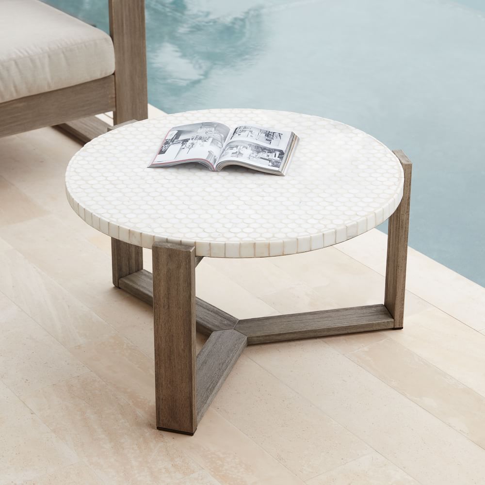 Mosaic Outdoor Round Coffee Table (32") | West Elm