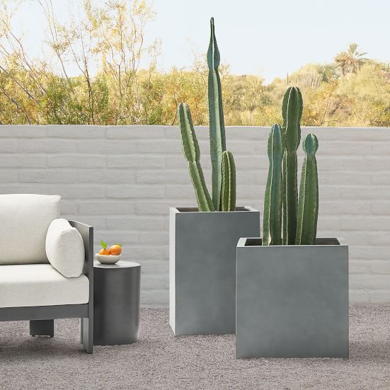 Oversized Box Indoor/Outdoor Fiberstone Planters | West Elm