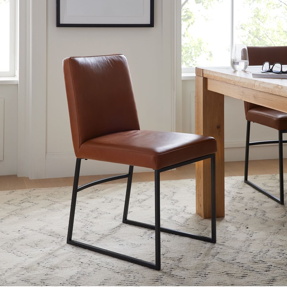 Range Leather Side Dining Chair | West Elm