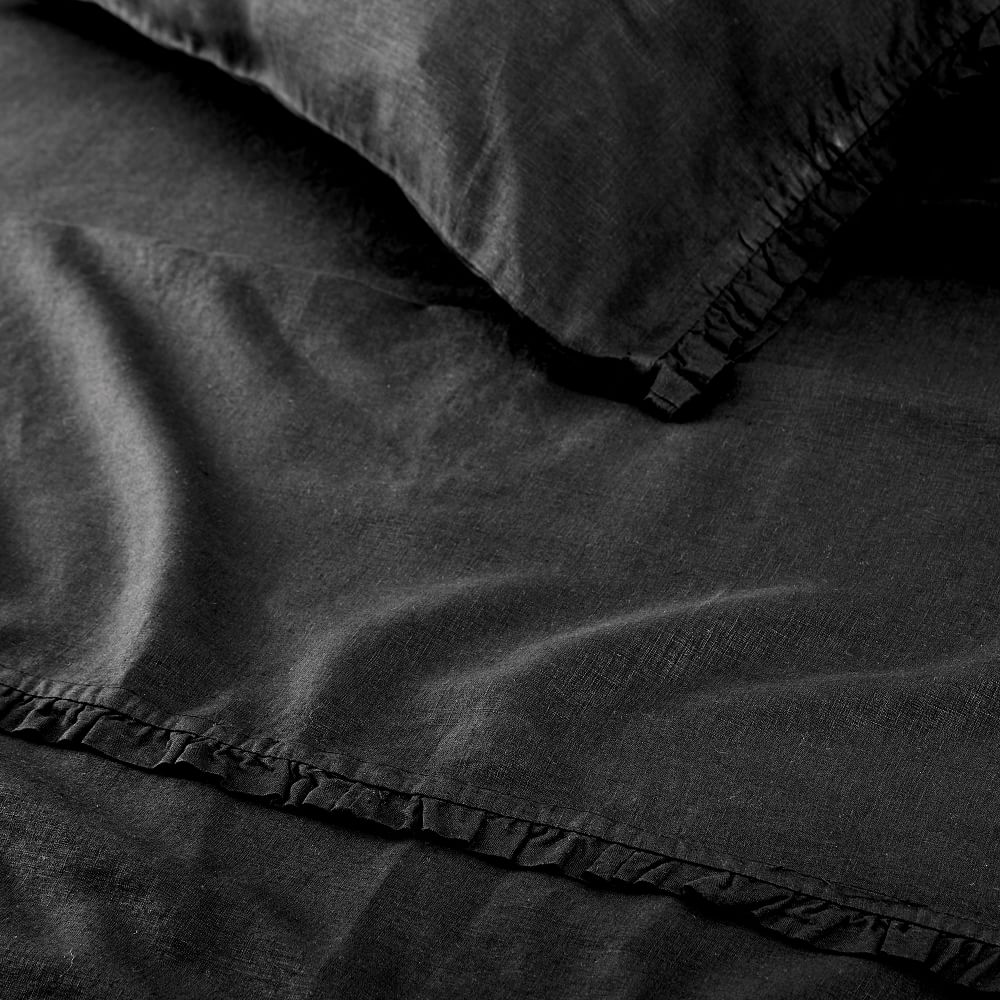 European Flax Linen Ruffle Sheet Set & Pillowcases | West Elm