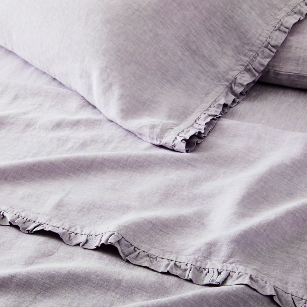 European Flax Linen Ruffle Sheet Set & Pillowcases | West Elm