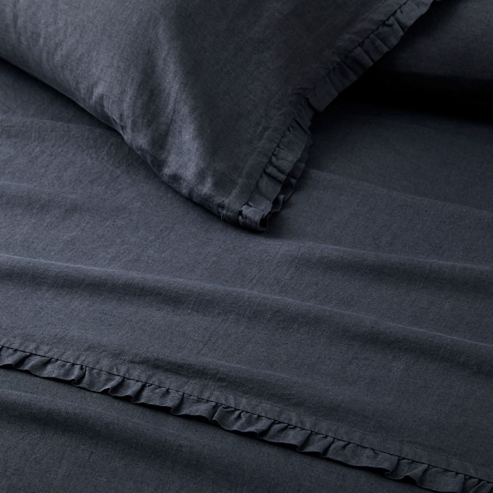European Flax Linen Ruffle Sheet Set & Pillowcases | West Elm