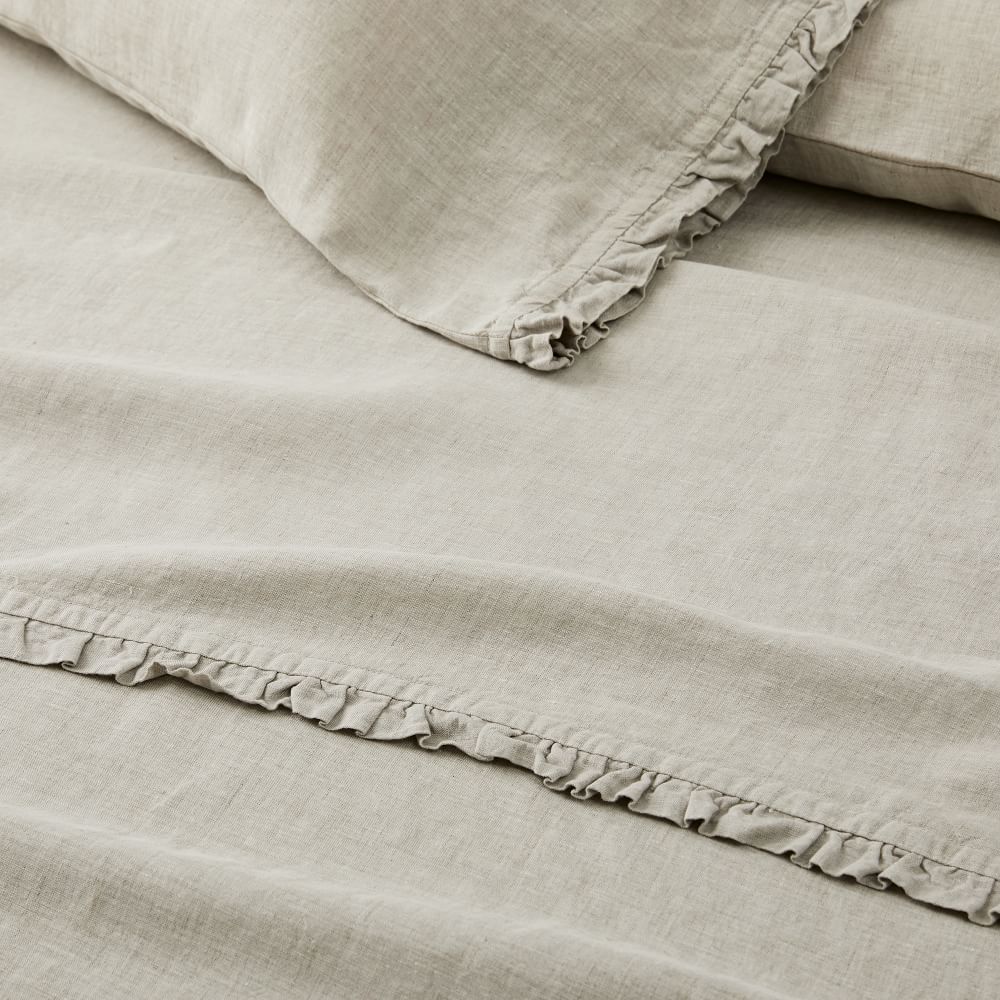European Flax Linen Ruffle Sheet Set & Pillowcases | West Elm