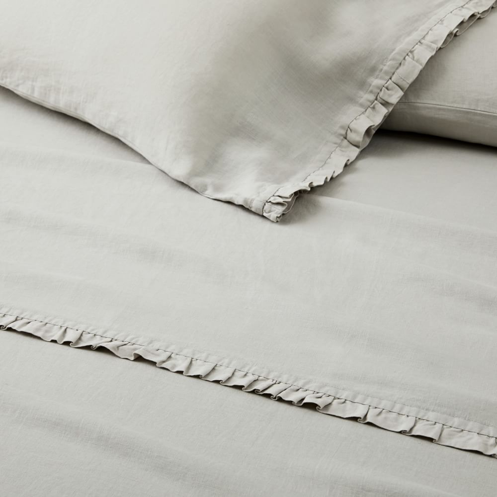 European Flax Linen Ruffle Sheet Set & Pillowcases | West Elm