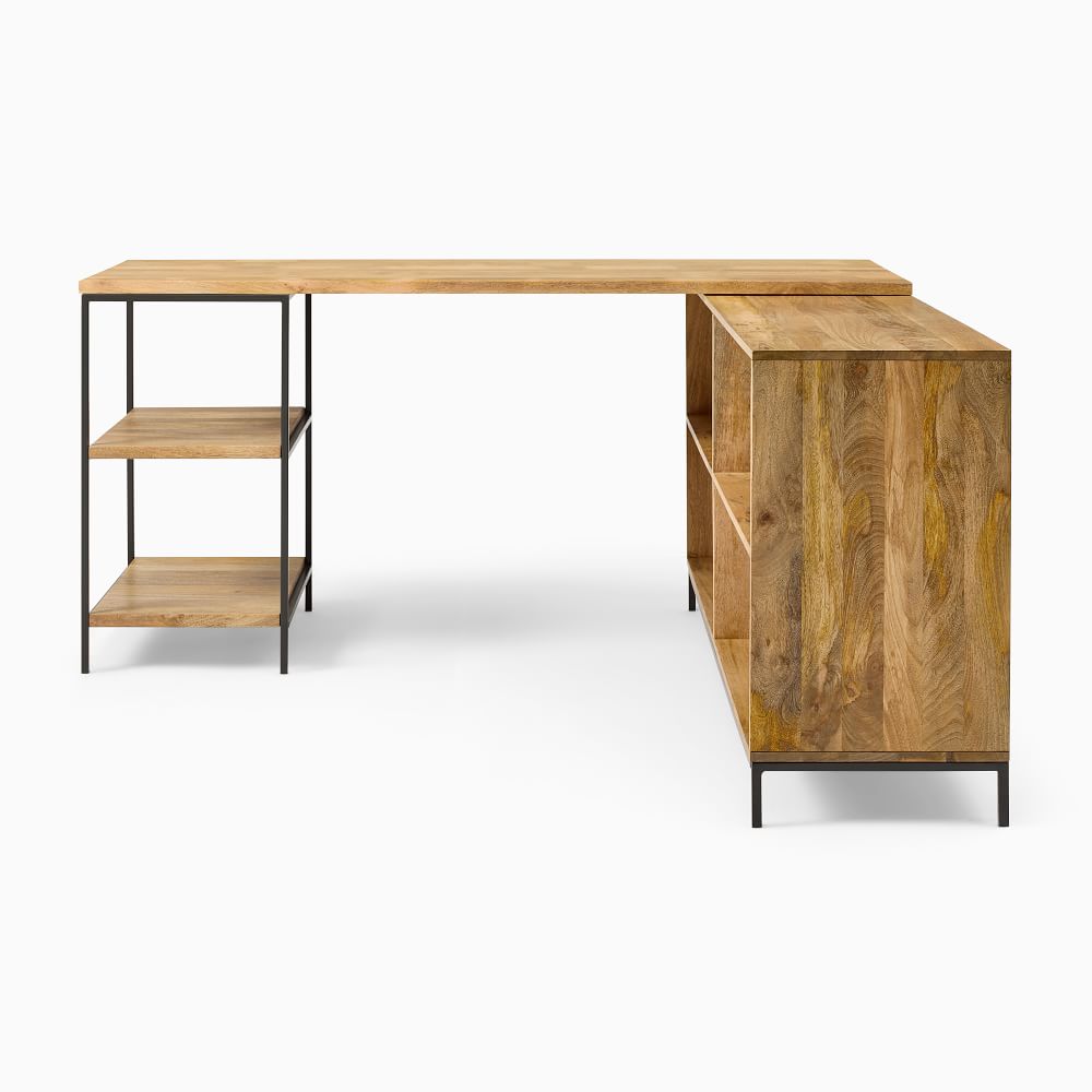 Industrial Storage Modular Desk w/ Open Shelves & Bookcase | West Elm