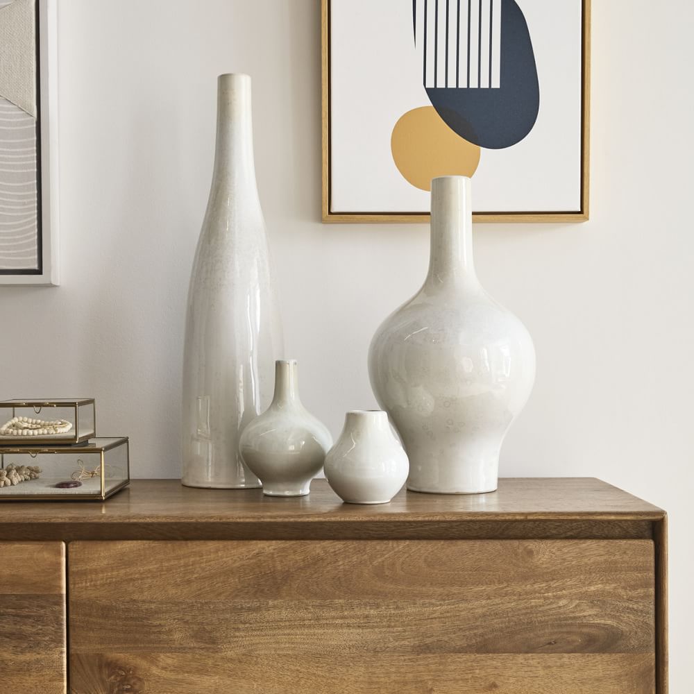 Reactive Glaze White Ceramic Vases | West Elm
