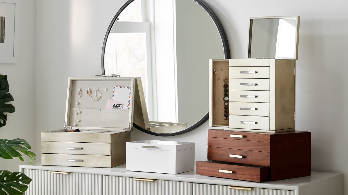 Mid-Century Champagne Lacquer Jewelry Box - Grand | West Elm