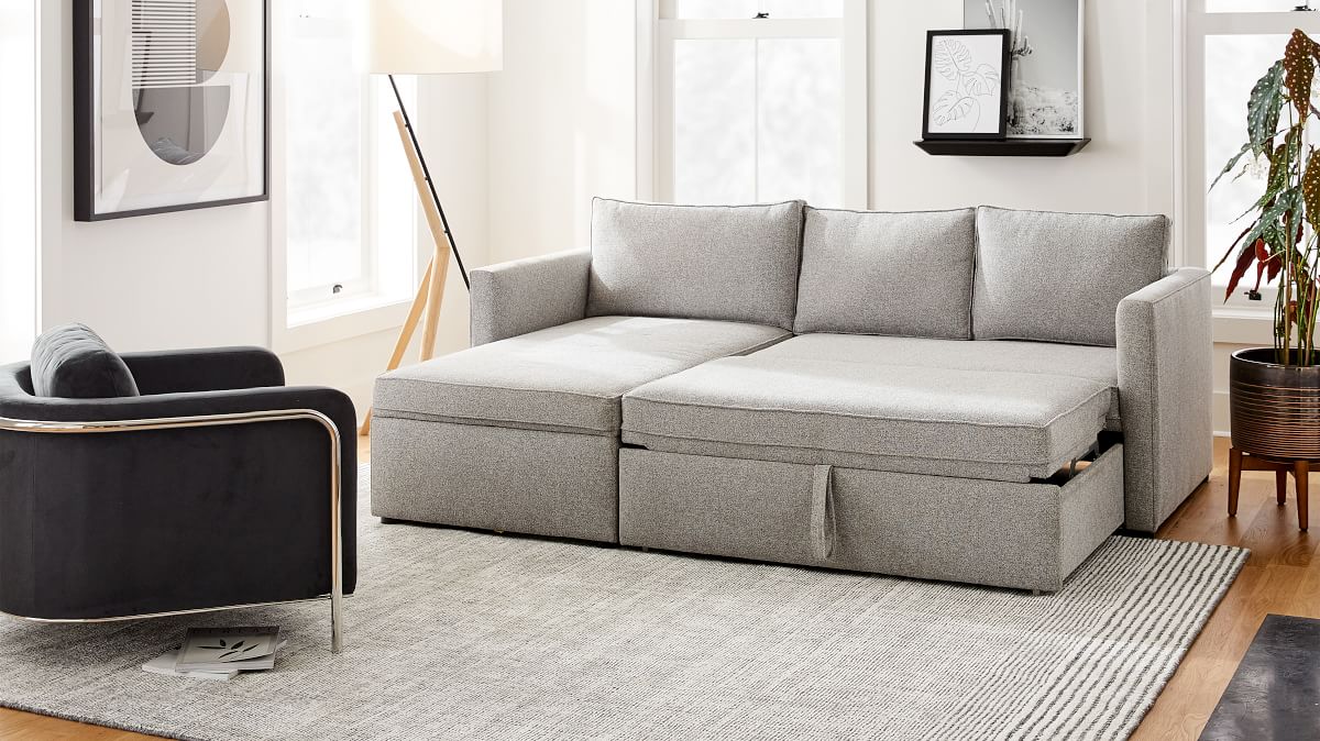 Harris 2 Piece Pop Up Sleeper Sectional With Storage | West Elm
