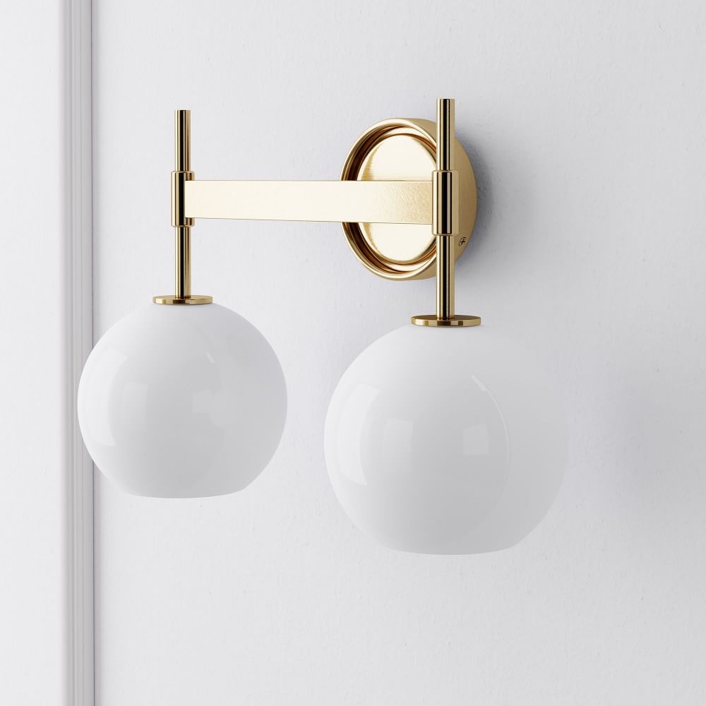 Sculptural Flat Bar 2-Light Globe Sconce (6") | West Elm