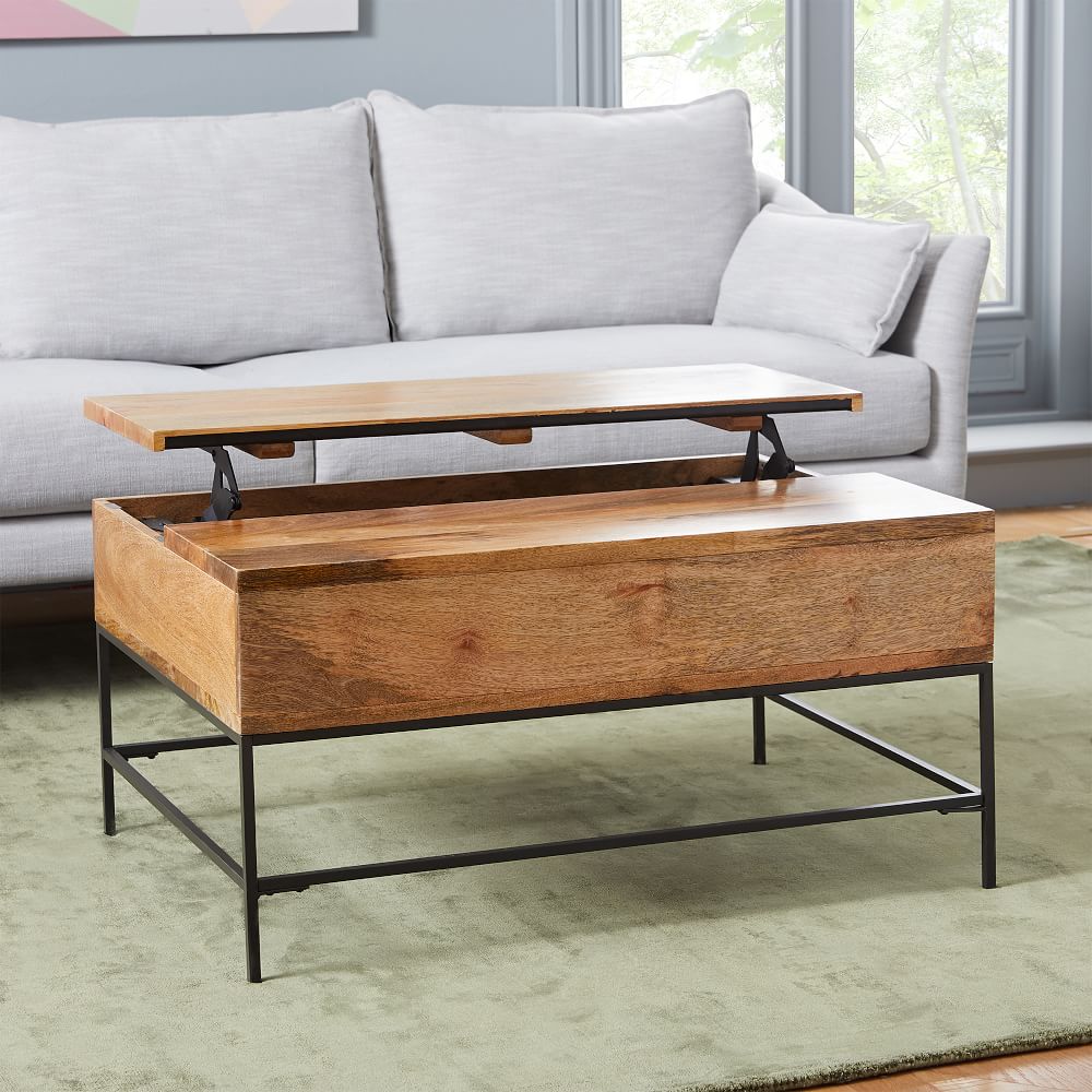 Industrial Storage Pop-Up Coffee Table (36"–50") | West Elm
