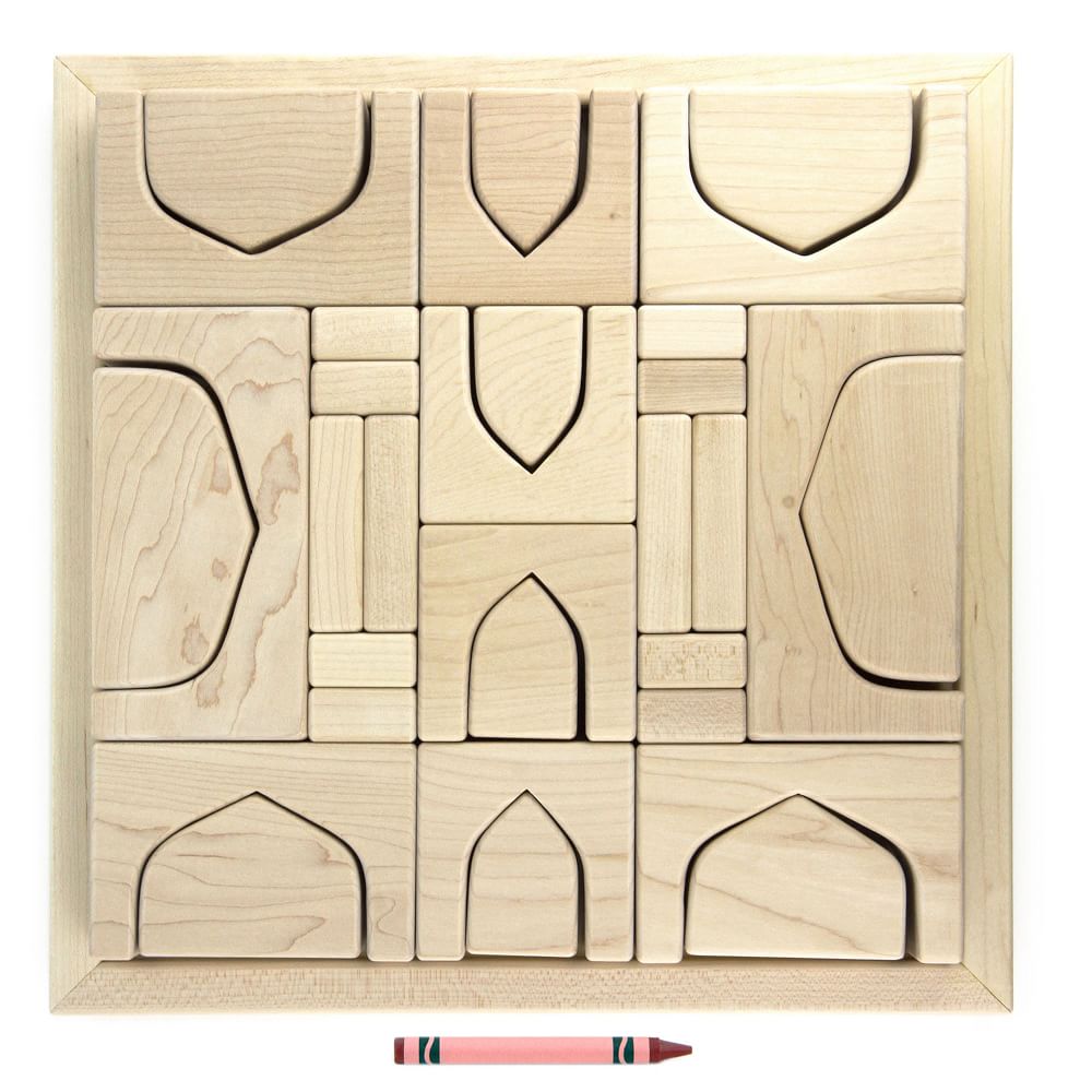 Everwood Friends Pointed Arch Building Block Set w/ Tray | West Elm