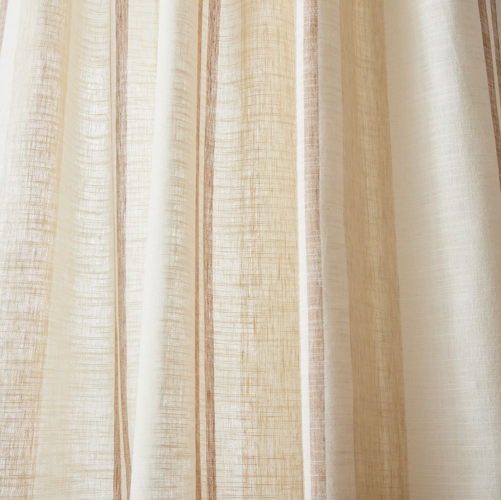 Textured Luxe Stripe Linen Curtain - Sand | West Elm