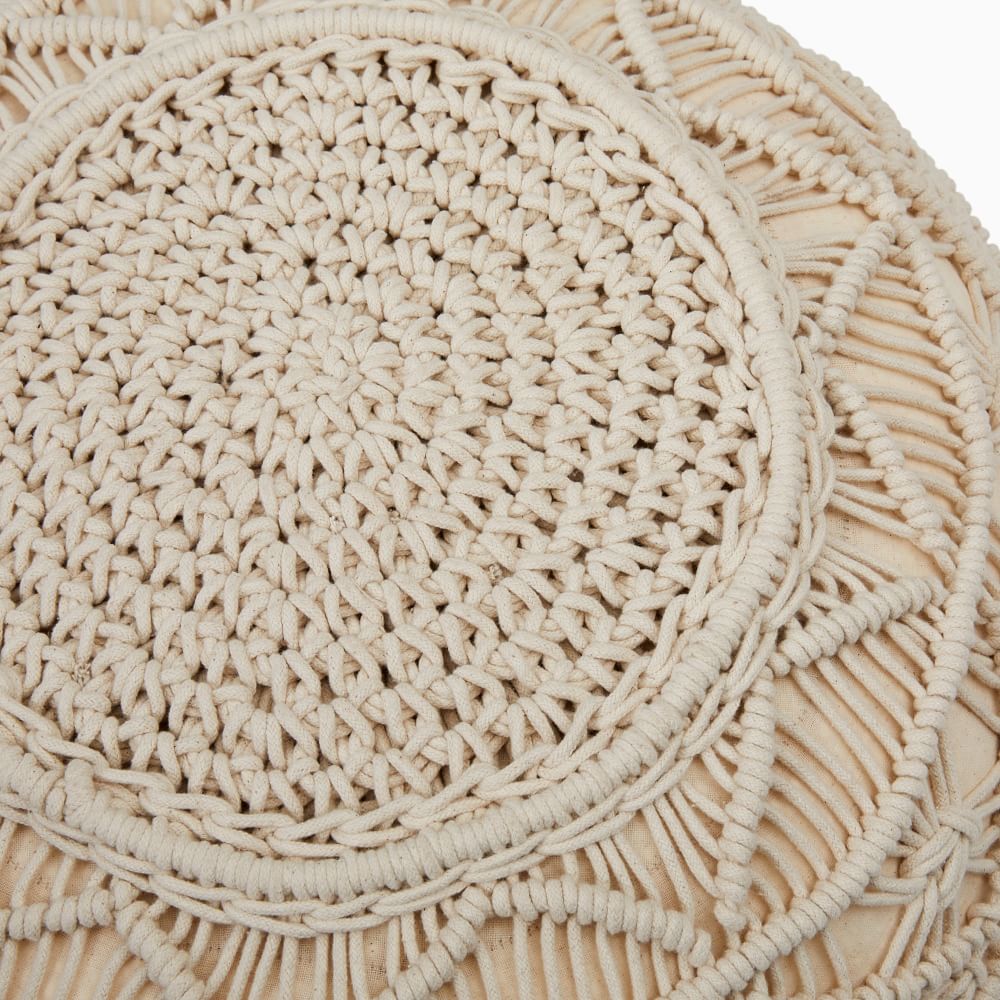 Sunburst Macrame Pouf | West Elm