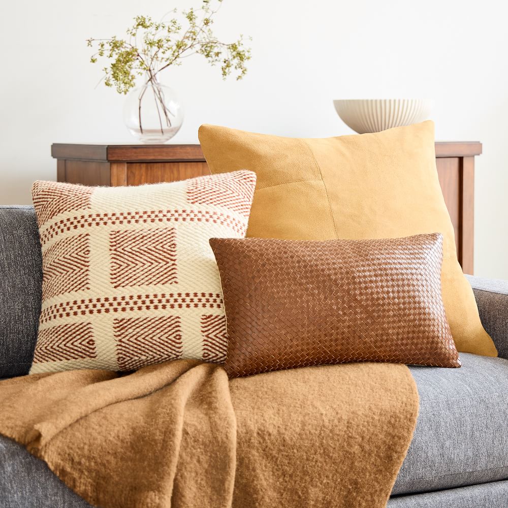 Pieced Suede Pillow Cover | West Elm
