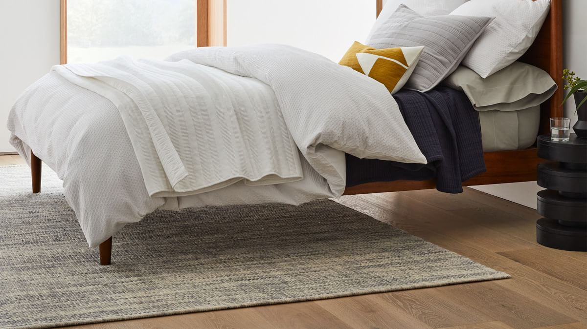 Mid-Century Heathered Basketweave Wool Rug | West Elm
