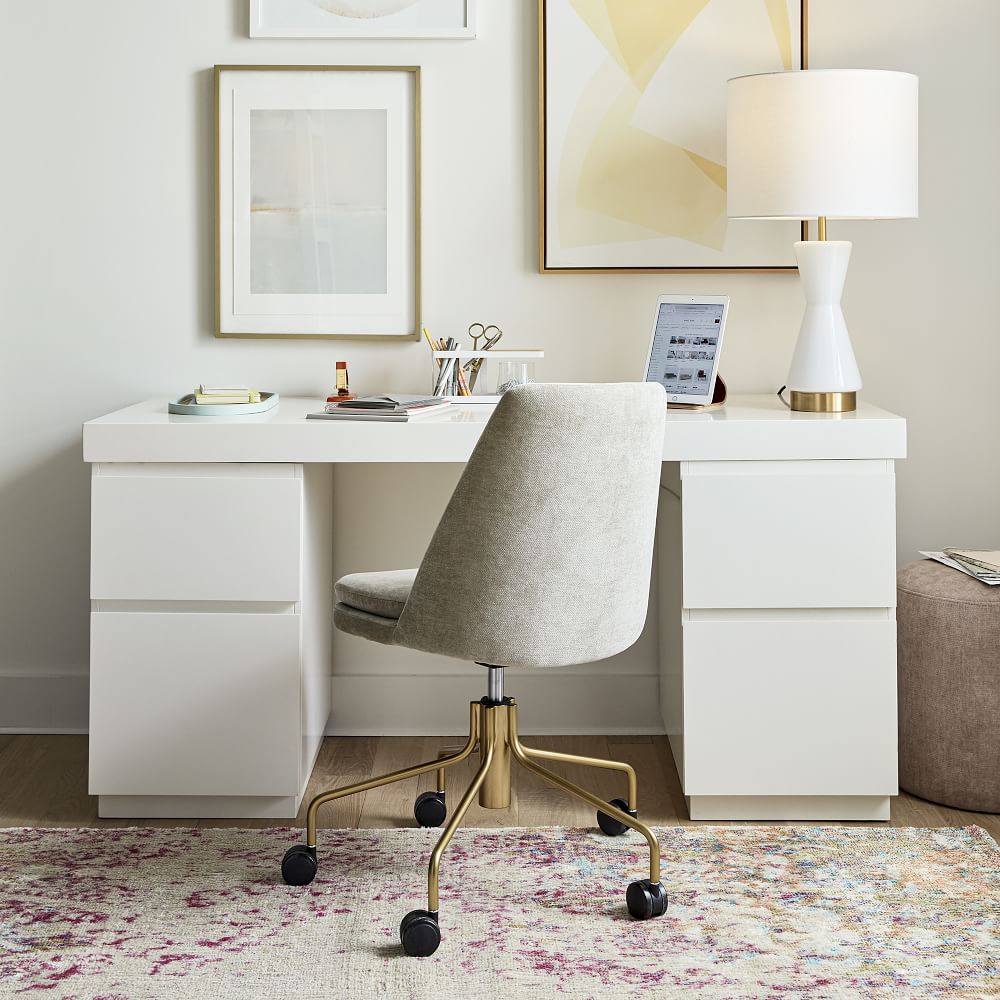 Parsons 2 File Cabinets & Desk Set (62") | West Elm