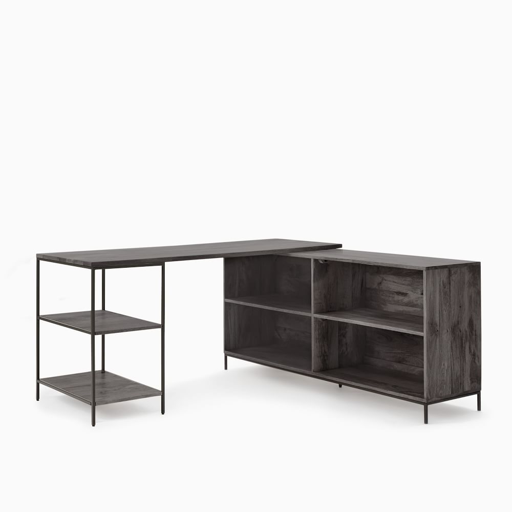 Industrial Storage Modular Desk w/ Open Shelves & Bookcase | West Elm