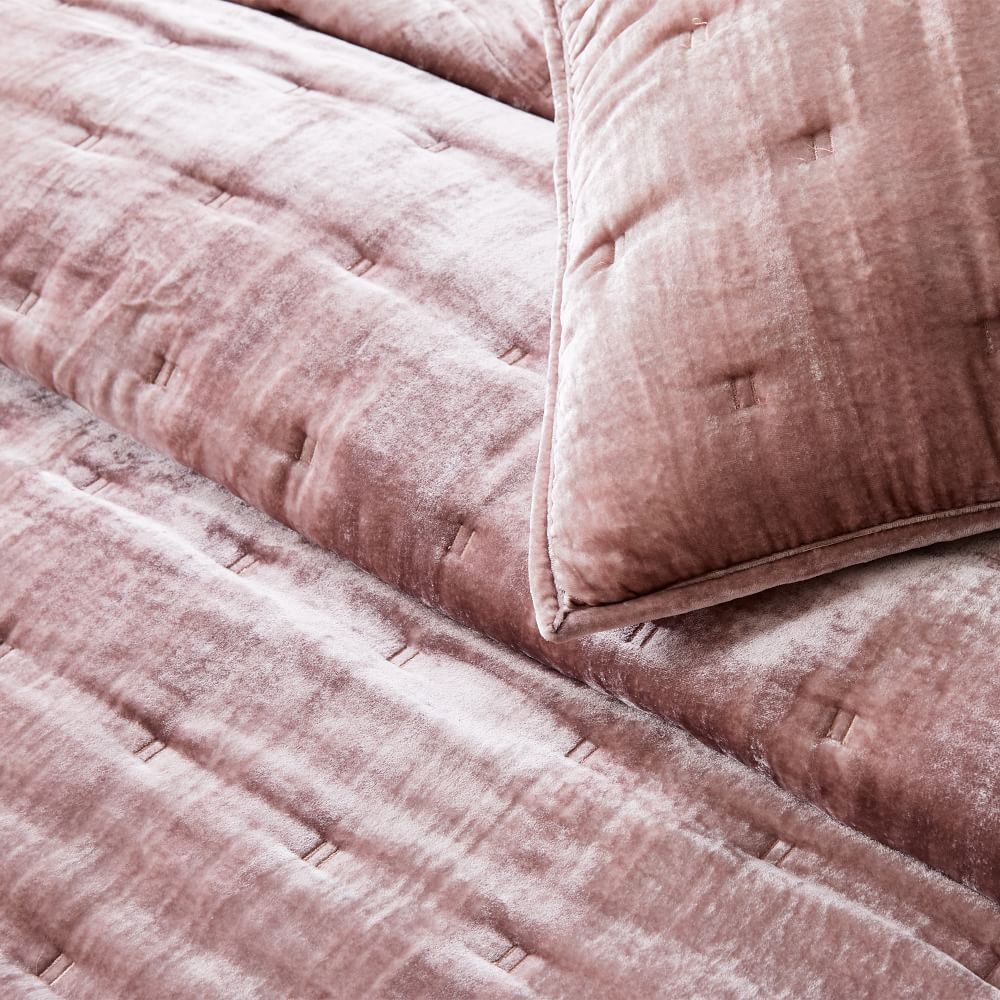 Lush Velvet Tack Stitch Quilt & Shams | West Elm