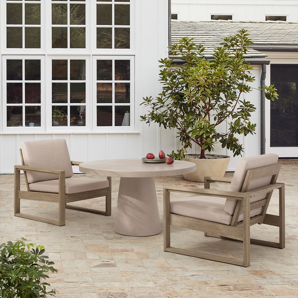 Concrete Pedestal Outdoor Continental Dining Table (44") | West Elm