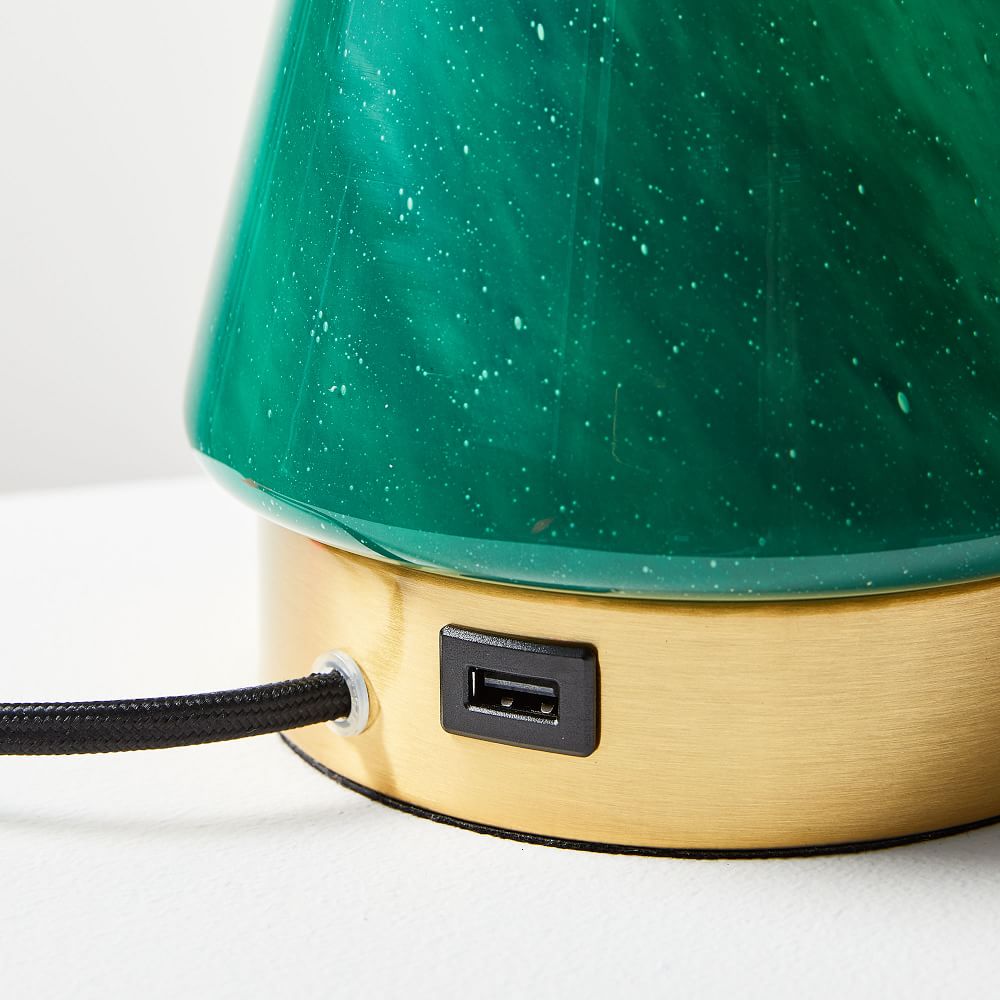 Metalized Glass USB Table Lamp - Large | West Elm