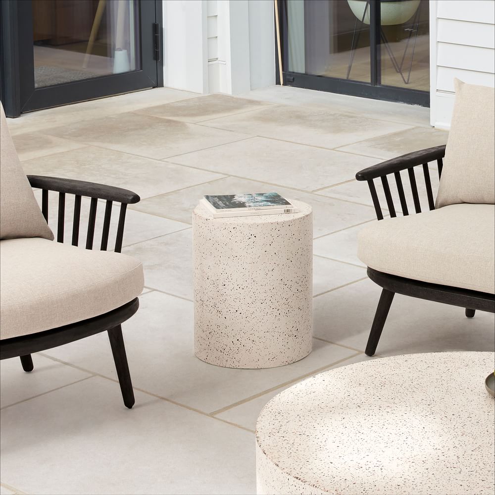 Terrazzo Drum Outdoor Round Side Table (15") | West Elm