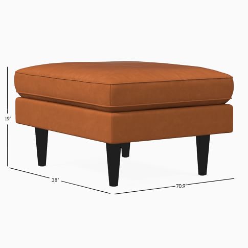 Drake Leather Ottoman | West Elm