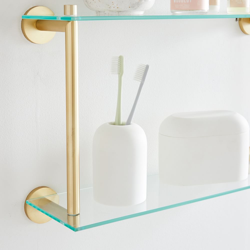 Modern Overhang Double Glass Bathroom Shelf | West Elm