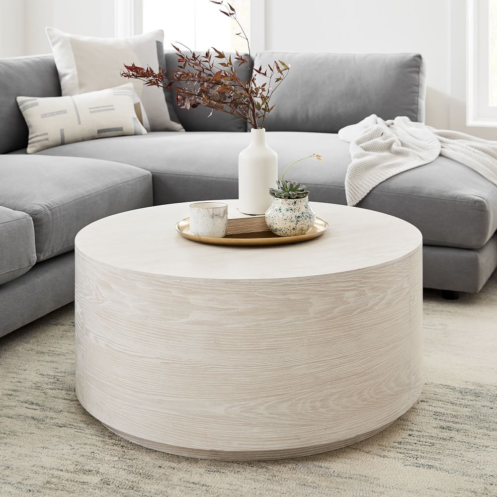 Volume Round Drum Coffee Table - Wood | West Elm