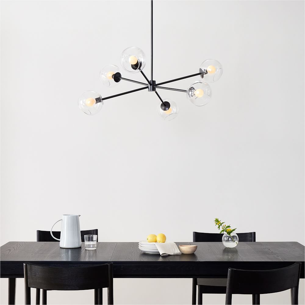 Staggered Glass 6-Light Chandelier (37") - Clear | West Elm