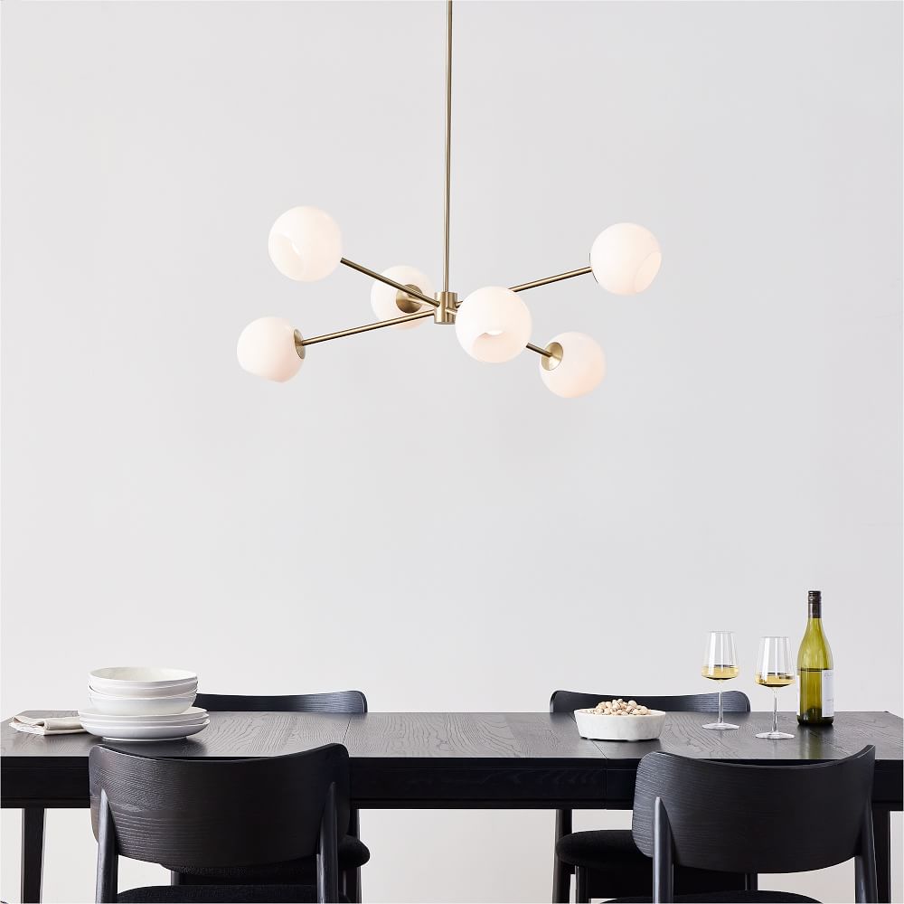 Staggered Glass 6-Light Chandelier (37") - Milk | West Elm