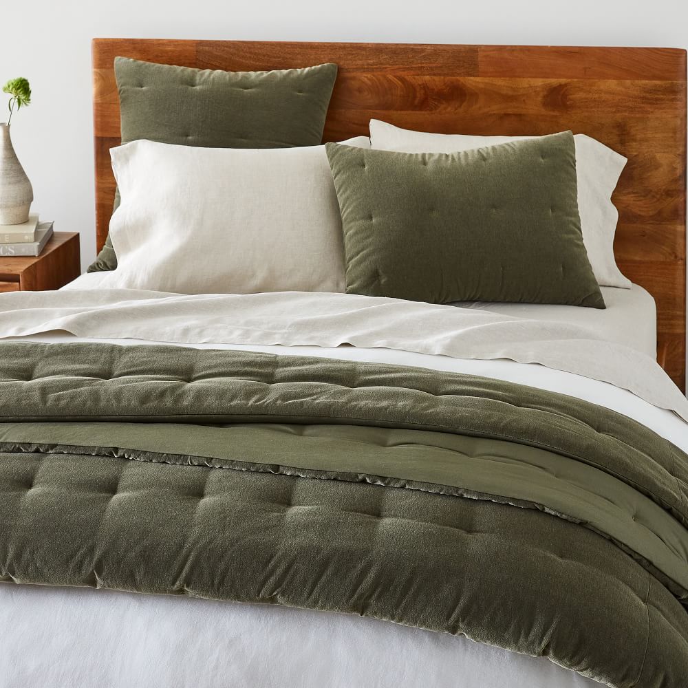 Classic Cotton Velvet Tack Stitch Quilt & Shams | West Elm