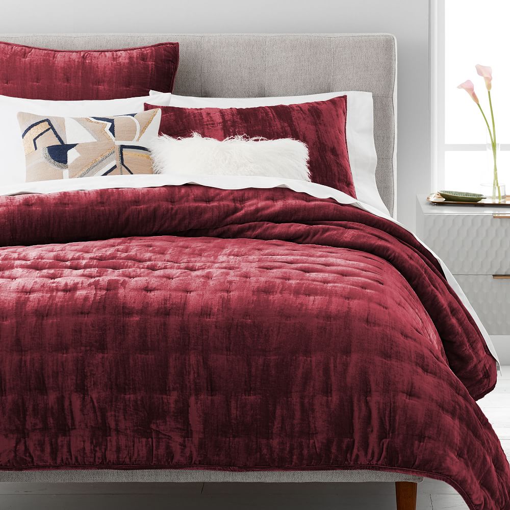 Lush Velvet Tack Stitch Quilt & Shams | West Elm