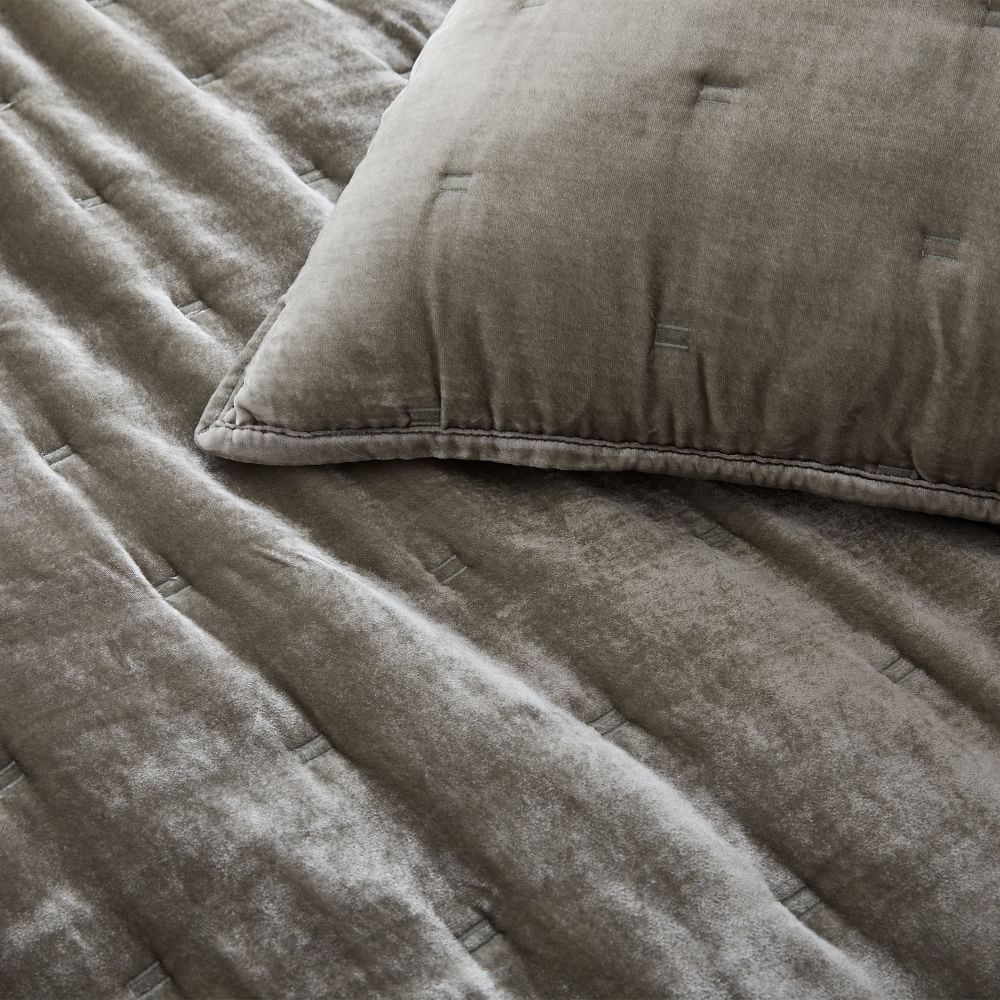 Lush Velvet Tack Stitch Quilt & Shams | West Elm
