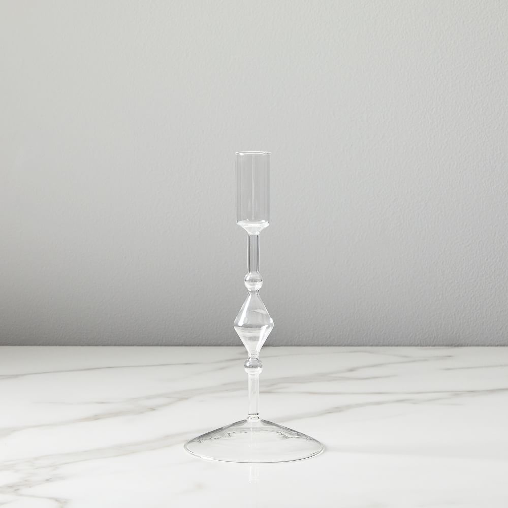 Paradiso Clear Glass Taper Holders | West Elm
