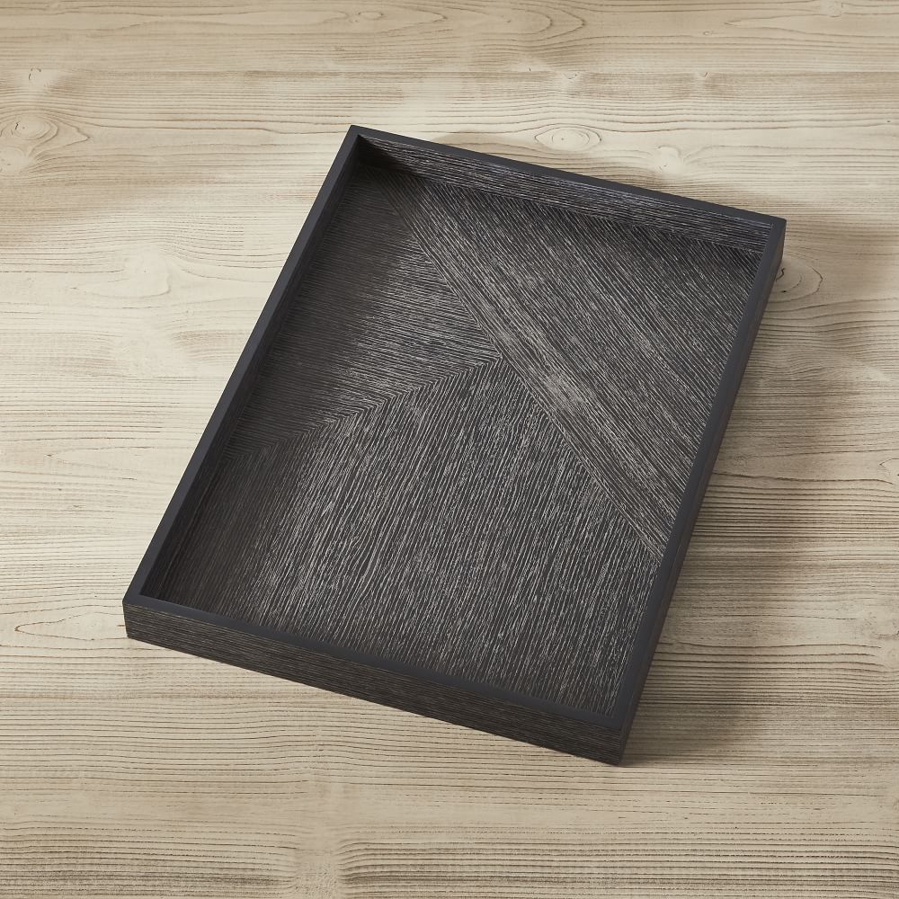 Modern Marquetry Wood Trays - Black | West Elm