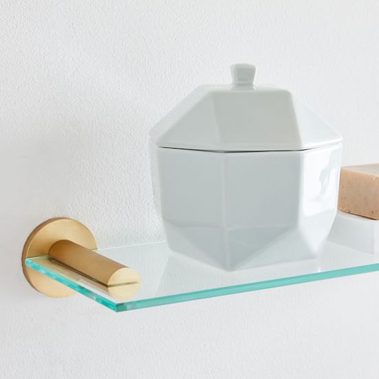 Modern Overhang Glass Bathroom Shelf | West Elm