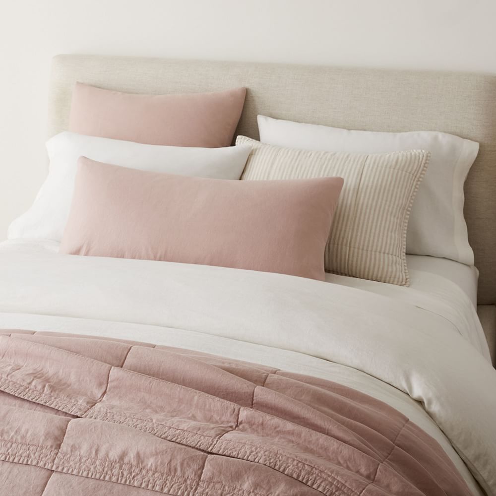 European Flax Linen Box Stitch Quilt & Shams | West Elm