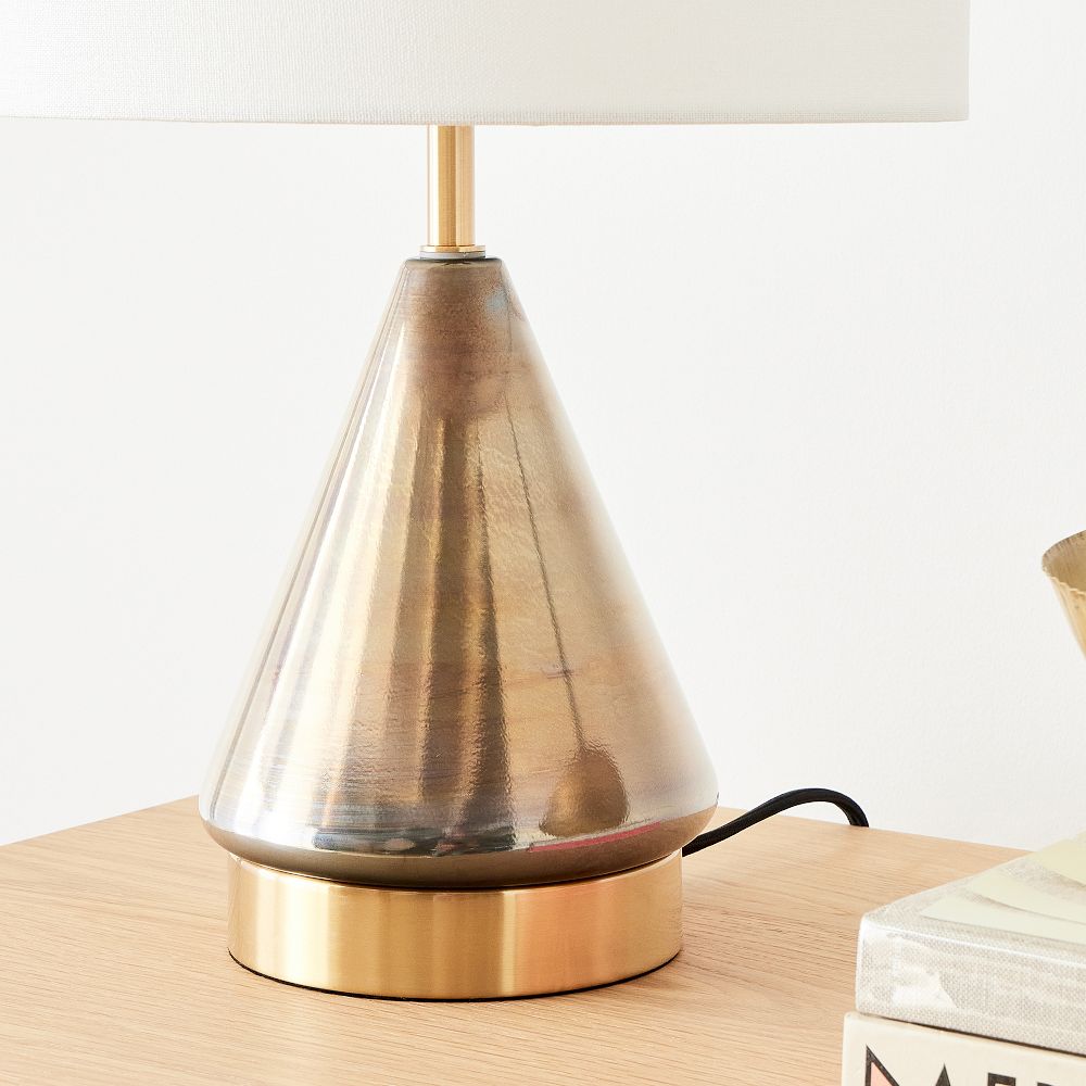 Metalized Glass USB Table Lamp (20") | West Elm