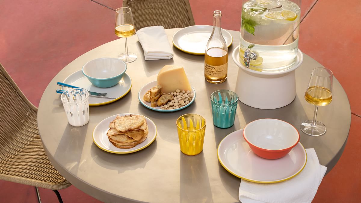 Flared Pop-Tone Melamine Dinner Plate Sets | West Elm