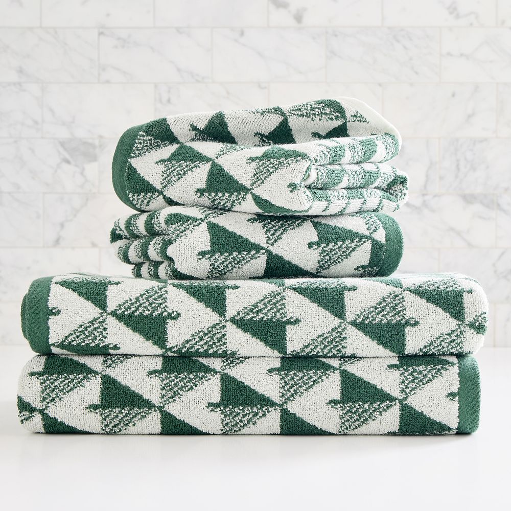 Organic Modern Trees Jacquard Towel Sets | West Elm