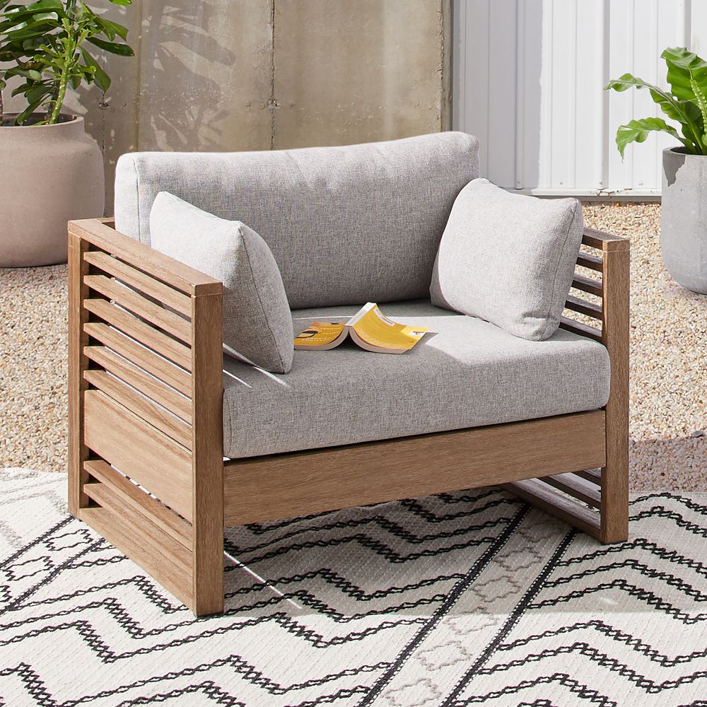 Santa Fe Slatted Outdoor Lounge Chair | West Elm