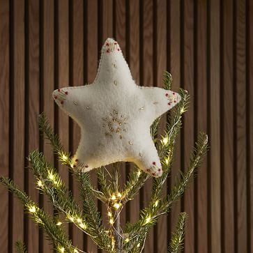Embroidered & Beaded Felt Tree Topper | West Elm
