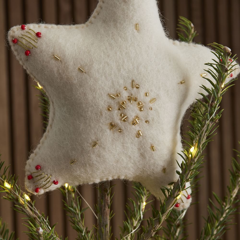 Embroidered & Beaded Felt Tree Topper | West Elm