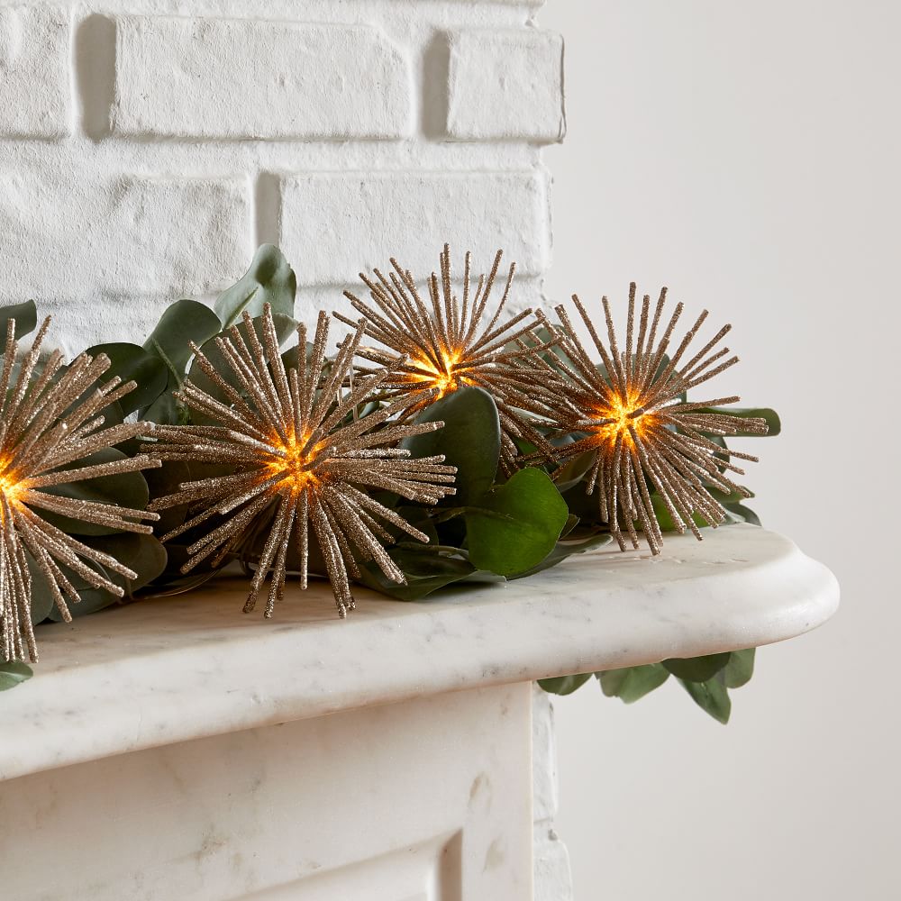 Glitter Starburst LED Garland | West Elm