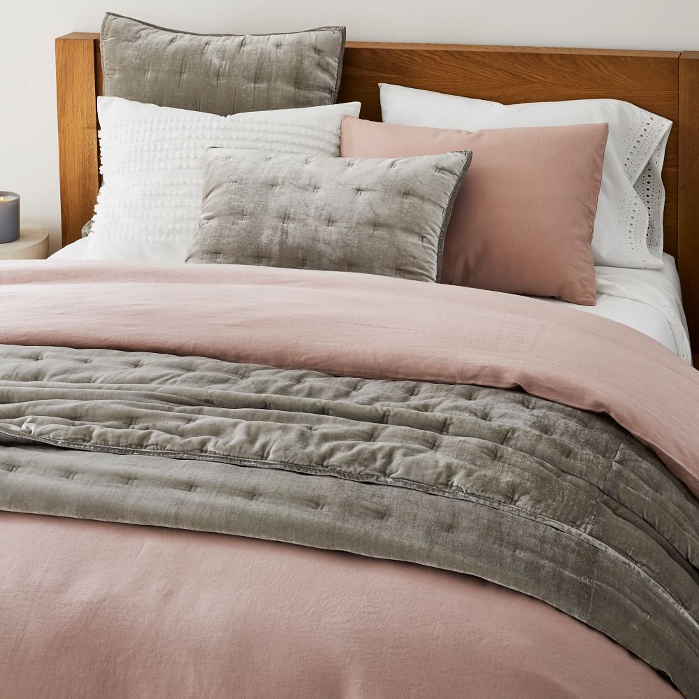 Lush Velvet Tack Stitch Quilt & Shams | West Elm
