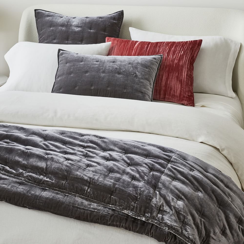 Lush Velvet Tack Stitch Quilt & Shams | West Elm