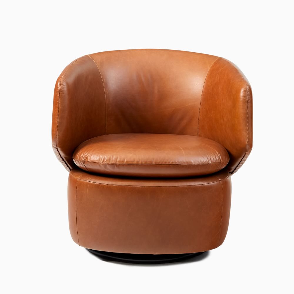 Crescent Leather Swivel Chair | West Elm