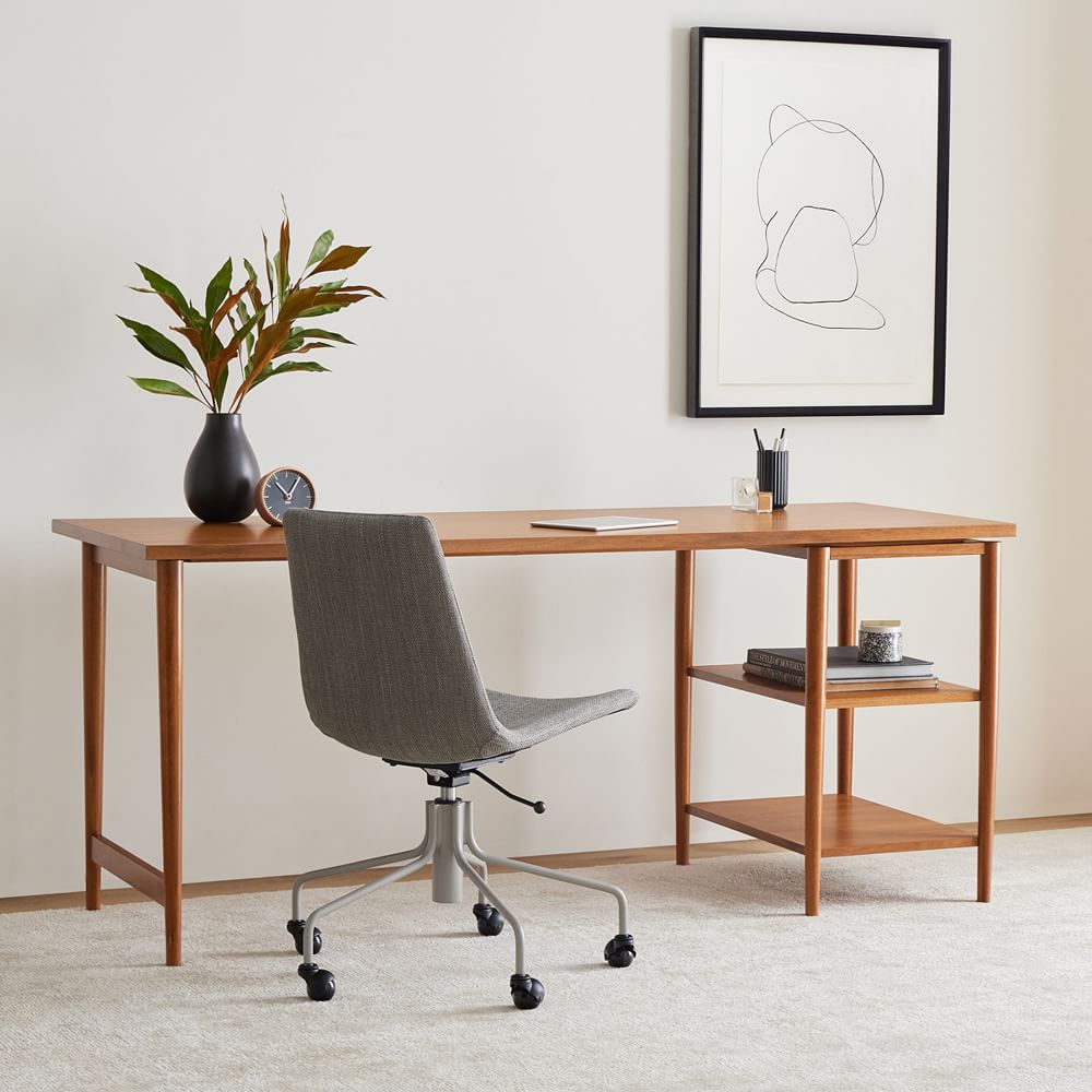 Mid-Century Modular Desk w/ Shelves (70") | West Elm