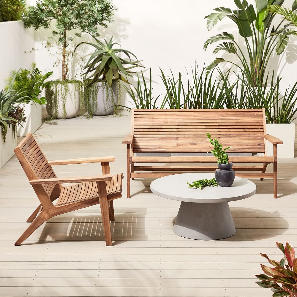 Acadia Outdoor Loveseat & Lounge Chair Set | West Elm
